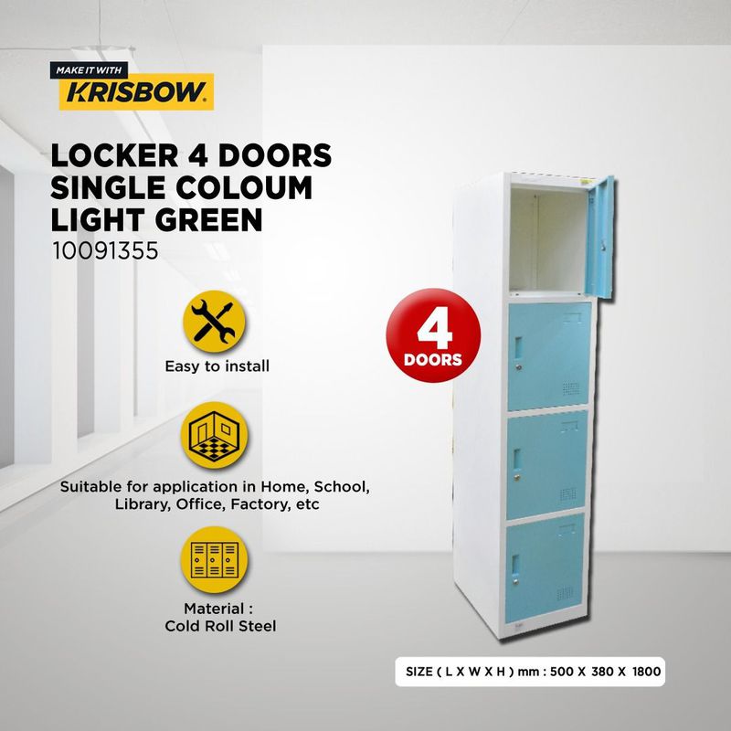 LOCKER 4 DOORS SINGLE COLUMN LIGHT GREEN