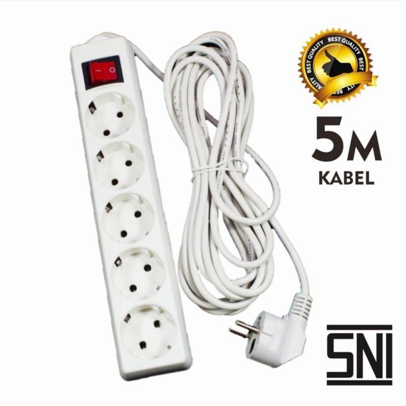 Stop Kontak Sunfree 5m 5 Lubang Terminal Colokan Listrik Kabel 5 Meter