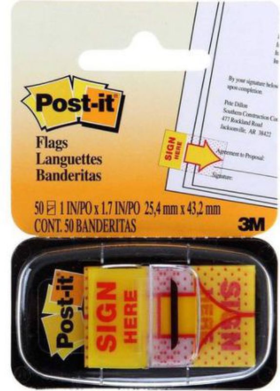 3M Post It Flags 680-9 - Sign Here