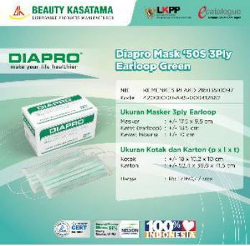 DIAPRO DIAPRO DISPOSABLE SURGICAL MASK 3 PLY EARLOOP MASK