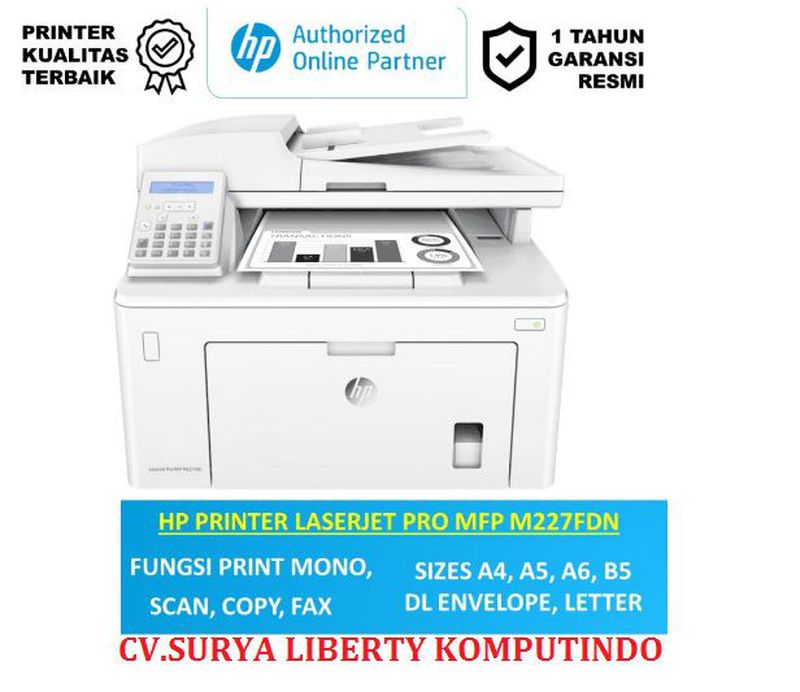 HP PRINTER LASERJET PRO MFP M227FDN | Print Mono | Scan | Copy | Fax