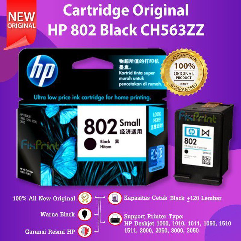 Cartridge HP 802 - HITAM