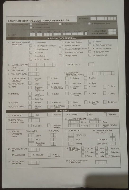 Format Lampiran Surat Pemberitahuan Objek Pajak