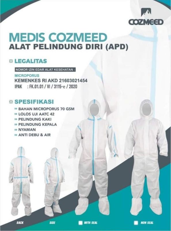 APD HAZMAT COVERALL MEDIS COZMEED SEAL / NON SEAL