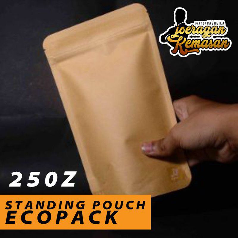 Kemasan Standing Pouch ECOPACK 250gram 13x20 cm Kpack Kemasan Litho Paper