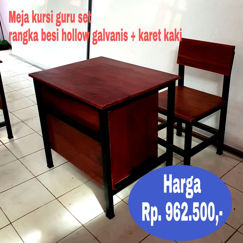 MEJA GURU SET RANGKA BESI GALVANIS