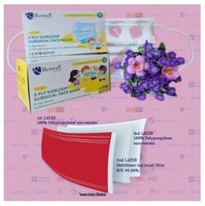 REMEDI 3 PLY EARLOOP SURGICAL FACE MASK, WARNA ANAK
