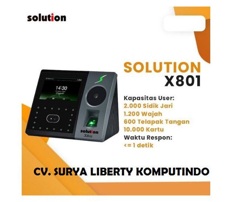 mesin absen fingerprint solution x 801 wajah
