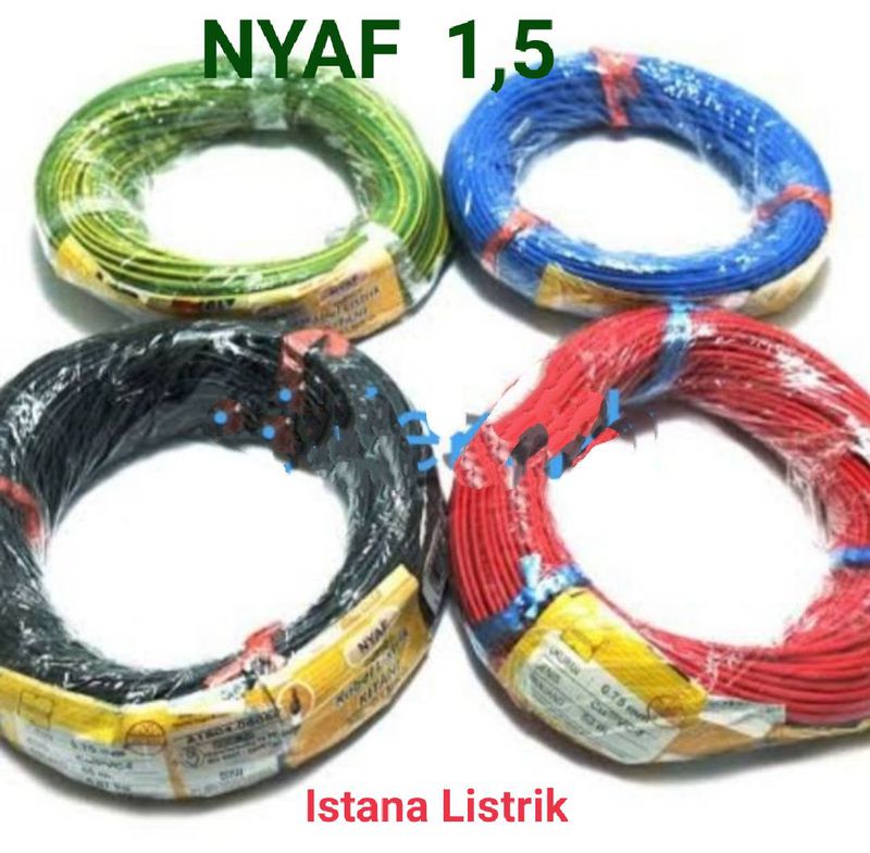 Kabel NYAF 1,5mm 50 meter Kuning