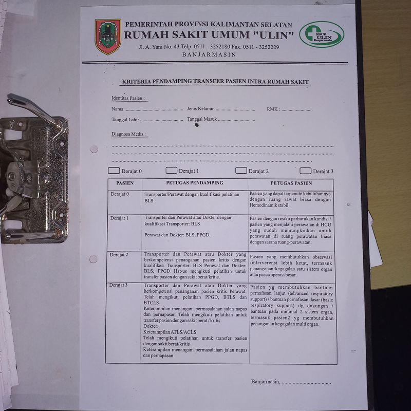 Kriteria Pendamping Transfer Pasien Intra Rumah Sakit