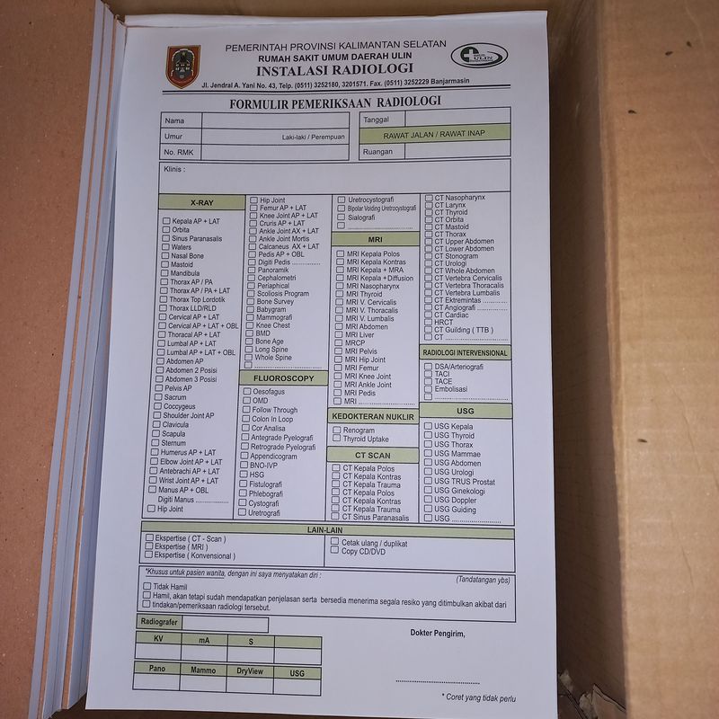 Formulir Pemeriksaan Radiologi - Hijau