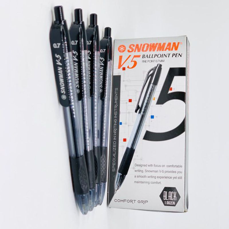 Pulpen Snowman V5 Cetek - Hitam