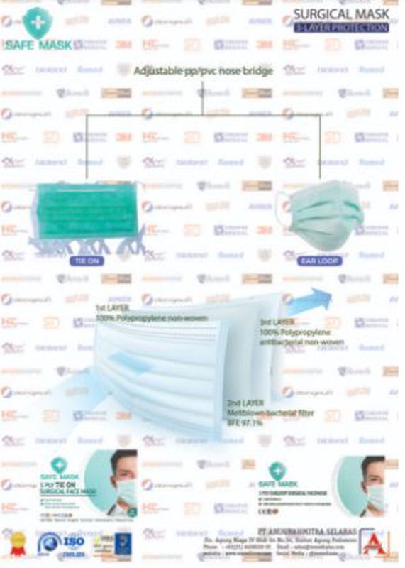 SAFEMASK SAFE MASK 3 PLY EARLOOP SURGICAL FACE MASK - Earloop