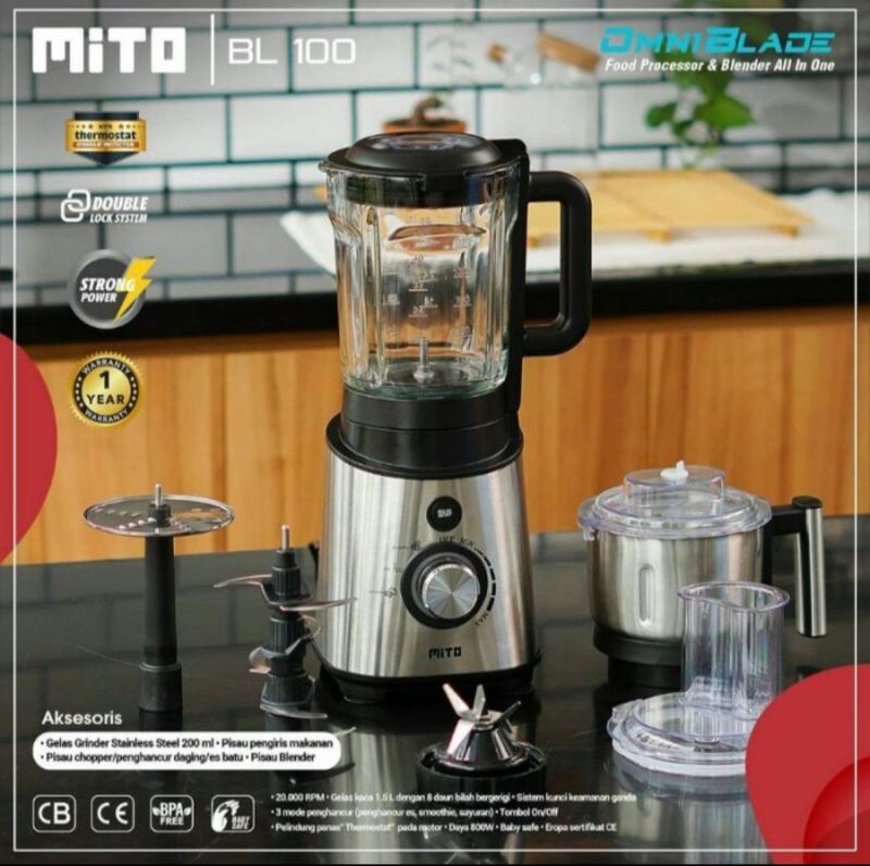 MITO FOOD PROCESSOR OMNI BLADE BL-100 BL100 [KACA 1.5L] PACKING SAFETY