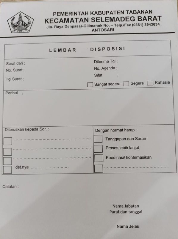 Buku Lembar Disposisi Surat