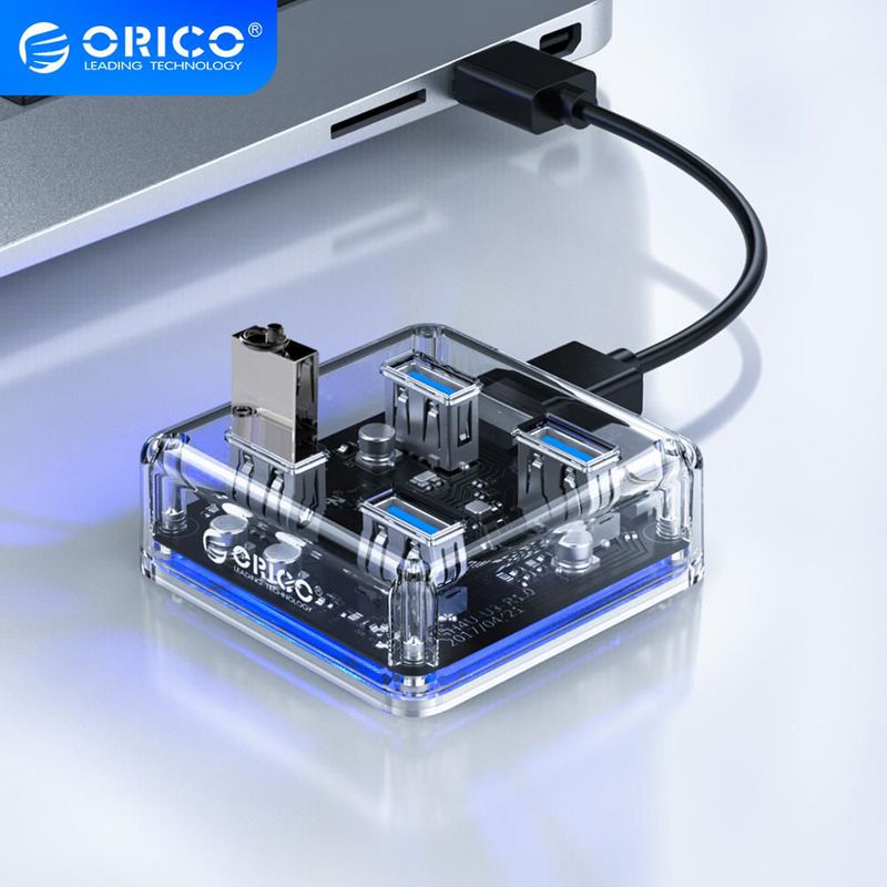 Orico USB Hub 3.0 4 Port Transparent Design 1 Meter - MH4U - Transparent
