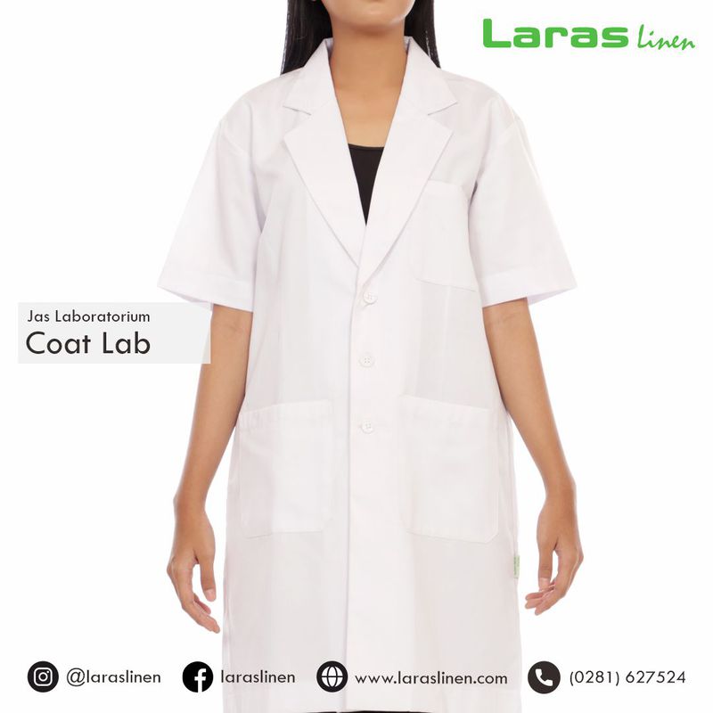 JAS LABORATORIUM - COAT LAB - BAHAN SOLID LARAS LINEN - PREMIUM - XXL