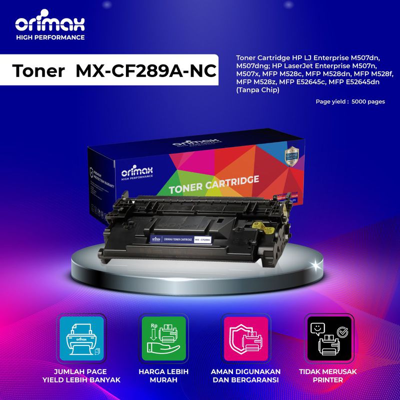 Orimax Toner MX-CF289A-NC for HP LJ Enterprise M507dn, M507dng; HP ...