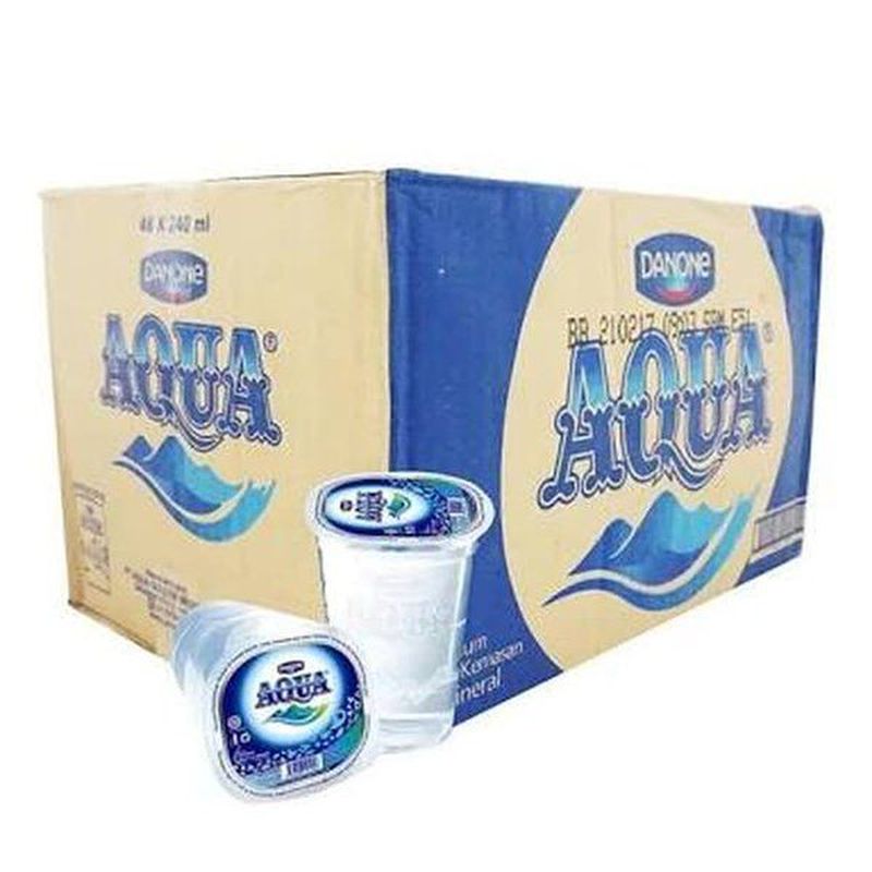 Air mineral kemasan gelas Aqua 220 ml (Dus)