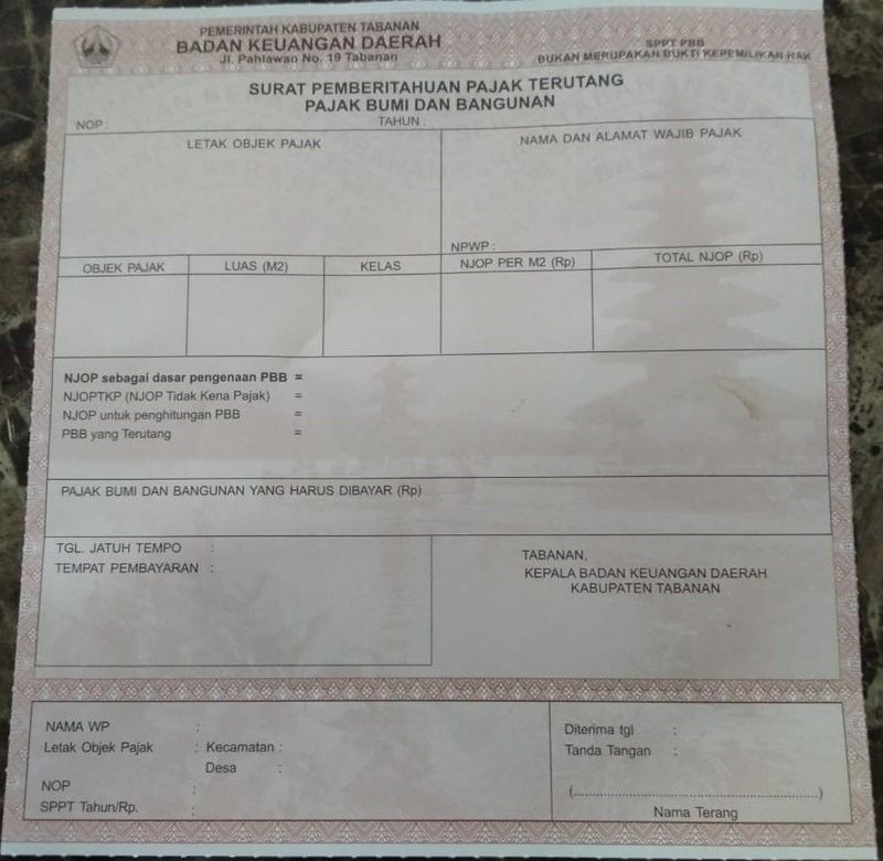 Jasa Cetak SPPT PBB P2