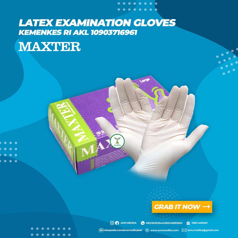 Latex Examination Glove Maxter Ukuran M