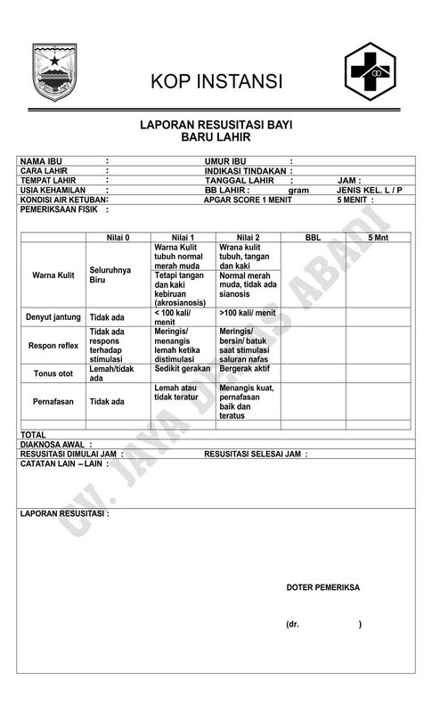 Form Resusitasi Bayi Baru Lahir