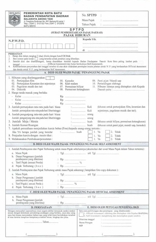 cetak SPTPD - AIR TANAH