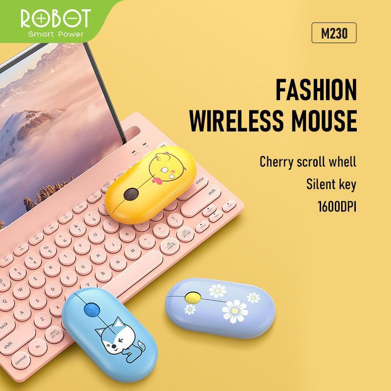 MOUSE WIRELESS SILENT CLICK ROBOT M230 - Kuning