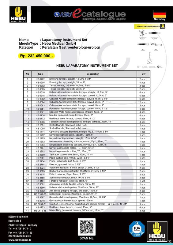 Laparatomy Instrument SetMerek/Type : Hebu Medical GmbH