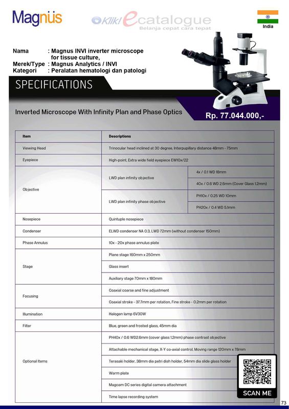 Magnus INVI inverter microscope for tissue culture,Merek/Type : Magnus ...