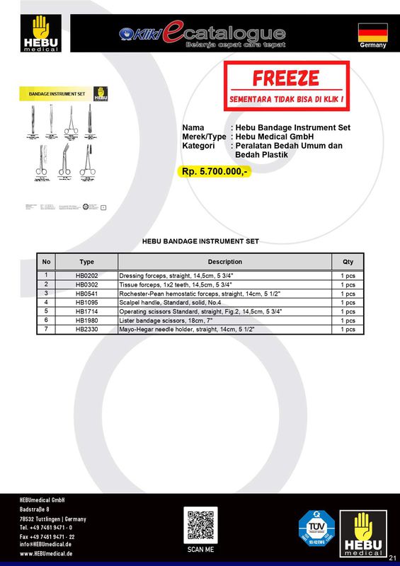 Hebu Bandage Instrument Set Merek/Type : Hebu Medical GmbH