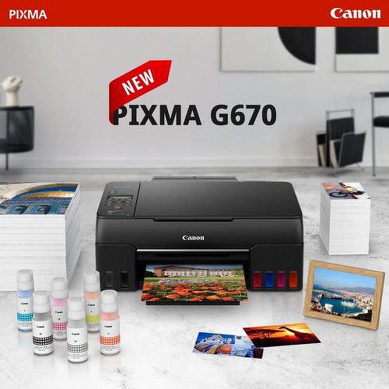 PRINTER INKJET CANON PIXMA G670 Wifi ( Print,Scan,Copy - Tinta Canon GI-73 C,M,Y,R,GR,BK)