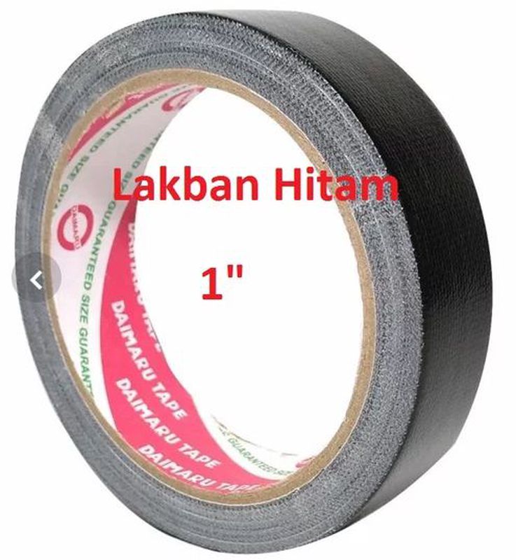 Lakban Jilid bahan kain warna hitam lebar 1 inci