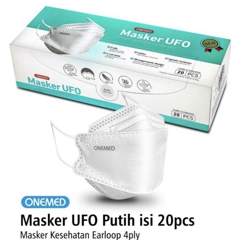 Masker UFO Putih Onemed 4ply - Biru Muda