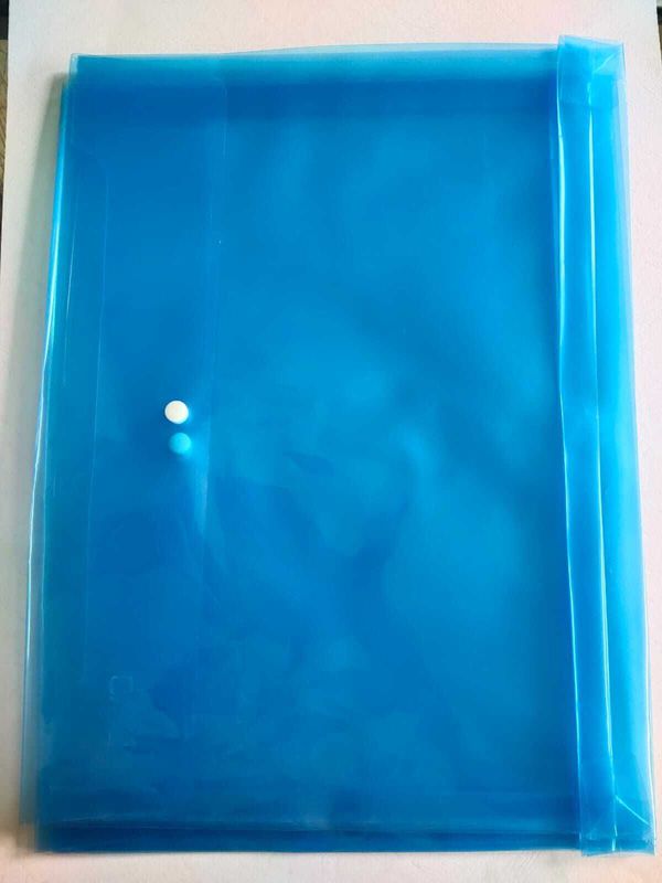 Map Plastik Kancing Folio/Map Kantong Plastik - Biru