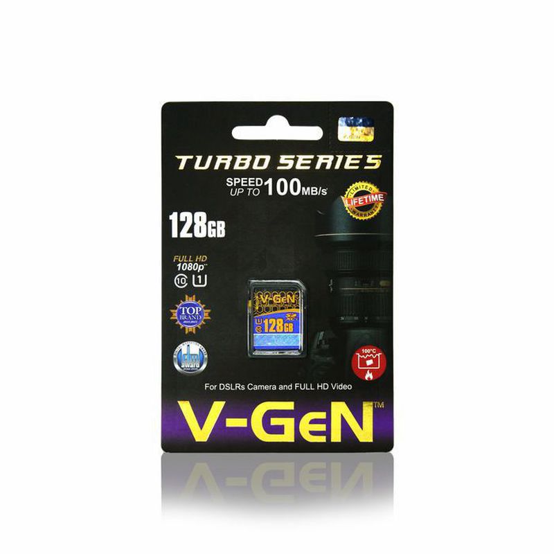Vgen 128GB Class 10 Turbo Original V-Gen SD Card memory camera