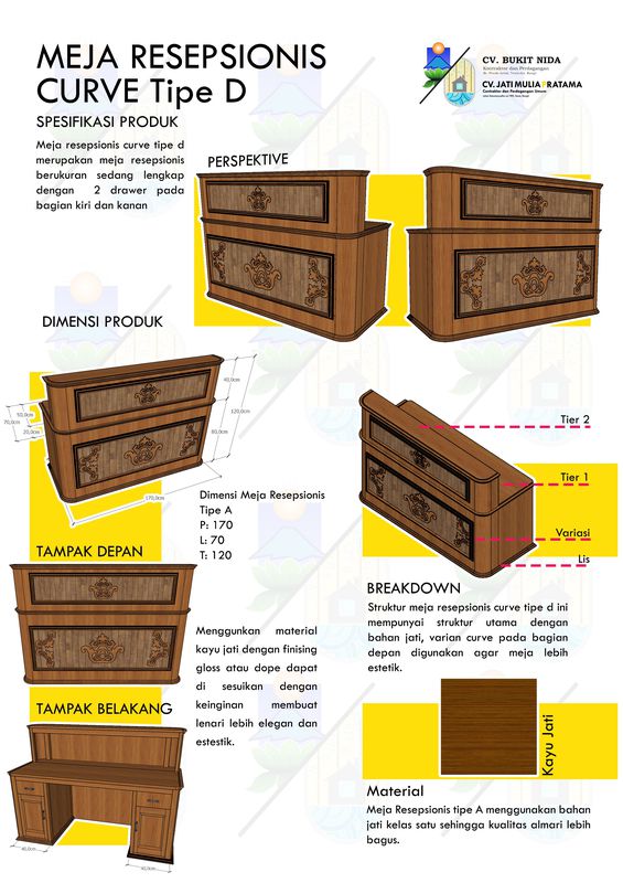 Meja Resepsionis Curve Tipe D