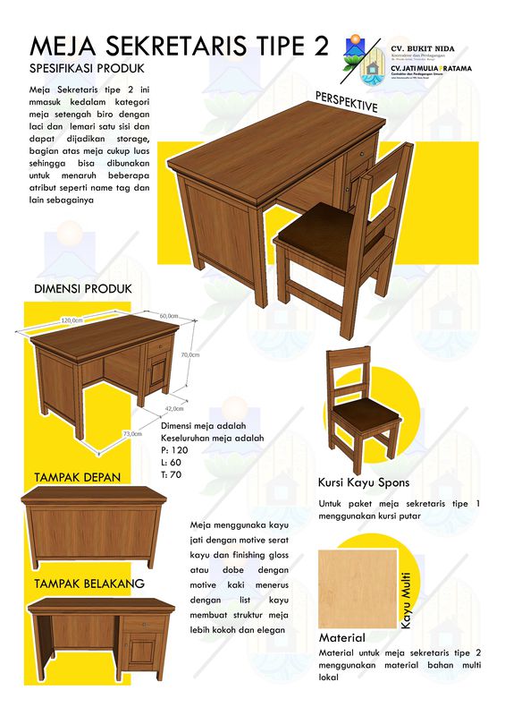 Meja Sekretaris Tipe 2