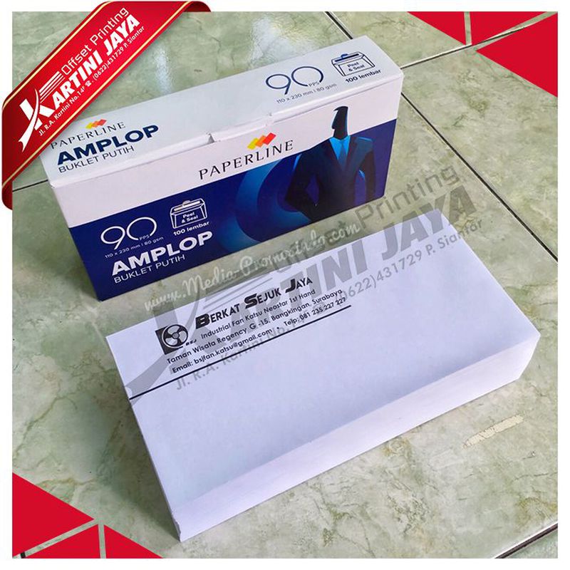 CETAK AMPLOP PUTIH PANJANG B/W KTK (1X100LBR)