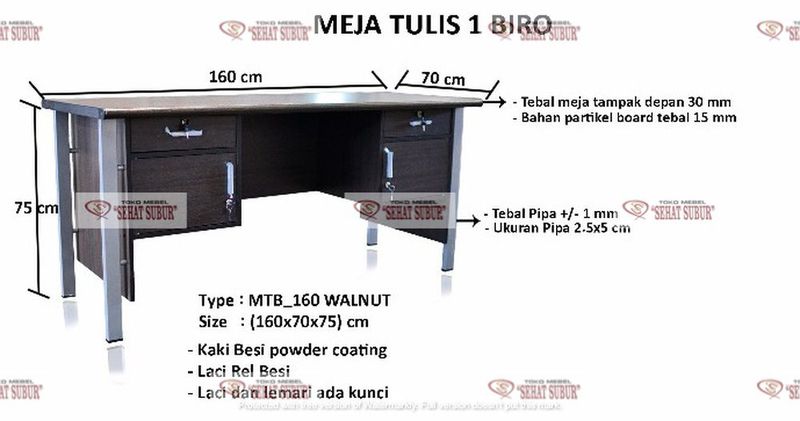 meja kerja 1 biro mtb 160