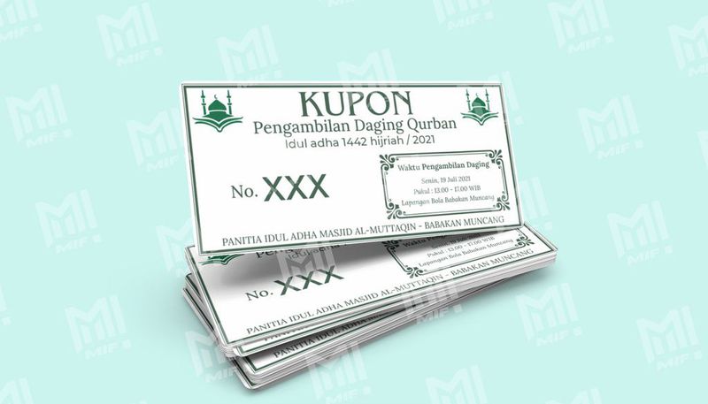 cetak kupon 2 sisi HVS CLR + NO 1/4 F4