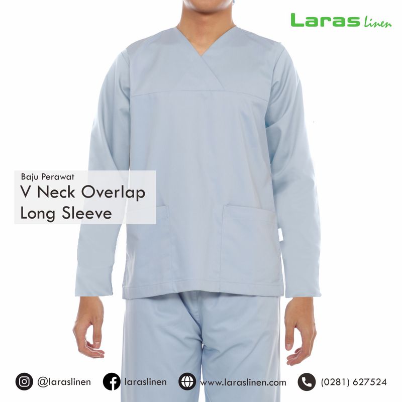 BAJU DOKTER - BAJU PERAWAT - V NECK OVERLAP LENGAN PANJANG - BAHAN ...