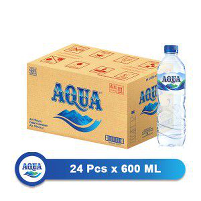 Air Minum Mineral botol plastik 600 ml Per Dus (1dus = 24 botol)