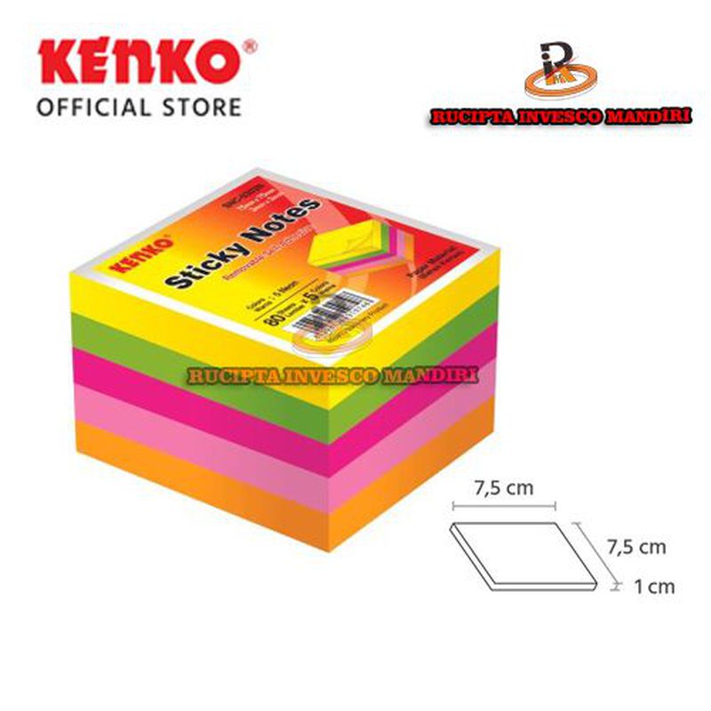 STICKY NOTE KENKO SNC-0303N Cube 5 warna MEMO warna warni - Neon Color