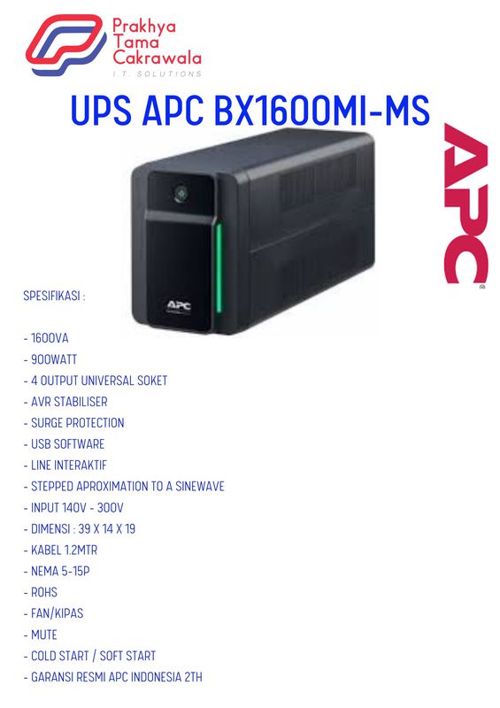 APC BX1600MI-MS, 1600 VA, 900W