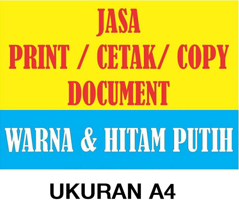 Jasa Foto Copy / Print / Cetak A4 - Warna 70 Gram