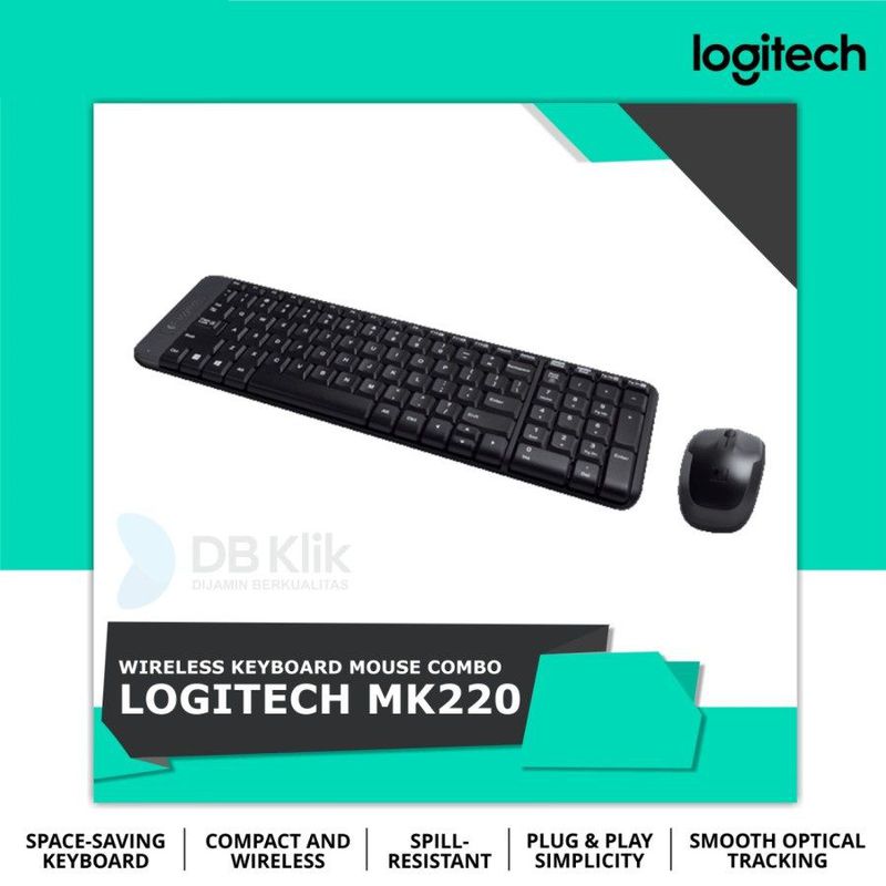Logitech Mk220 Combo Keyboard Dan Mouse Wireless Compact