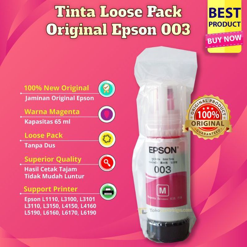 Tinta Epson 003 black Original Refill Ink Printer L310 - Black