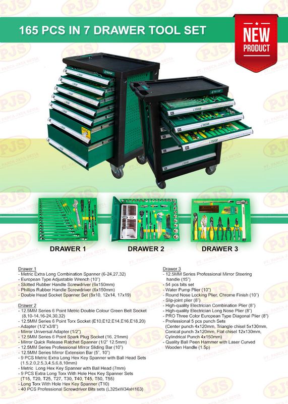 165 pcs in 7 Drawer Tool Set