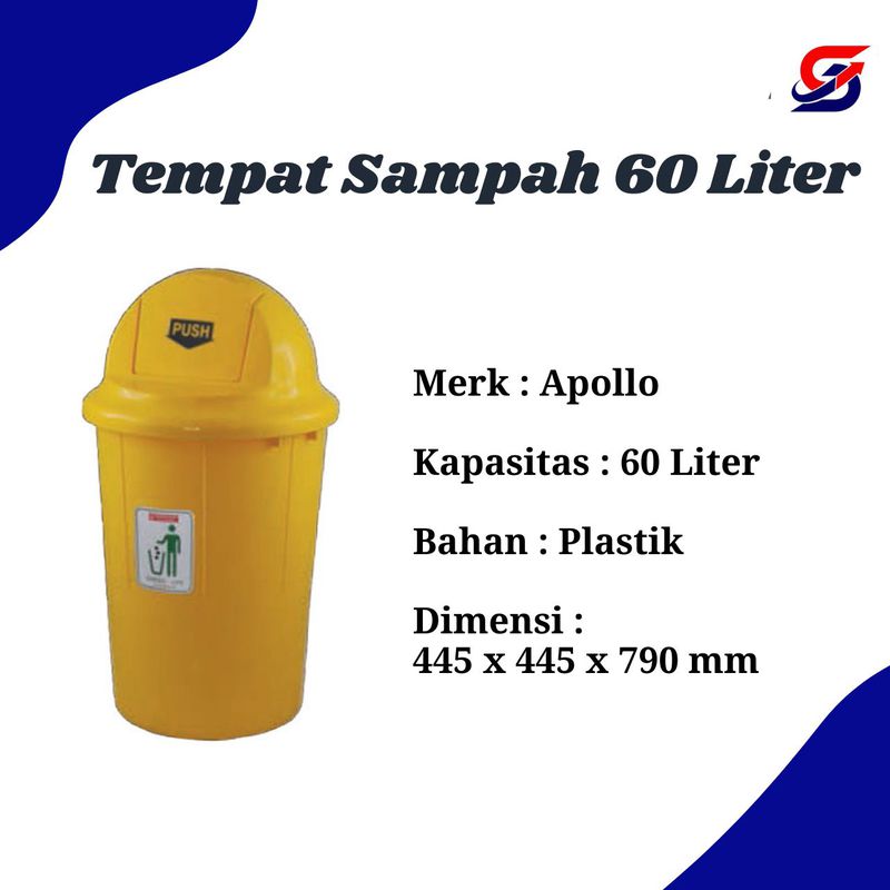 Tempat Sampah Apollo 60 Liter Non Sticker (Kuning)